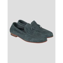 Isaia Blue Leather Suede Loafers Shoes | IsuiT