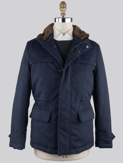 Cesare Attolini Blue Cashmere Racoon Fur Coat | IsuiT