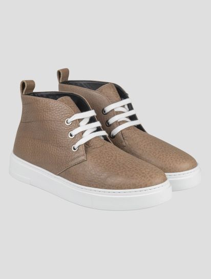 Isaia Green Leather Sneakers Shoes | IsuiT