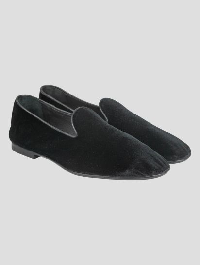 Isaia Black Leather Suede Loafers Shoes | IsuiT