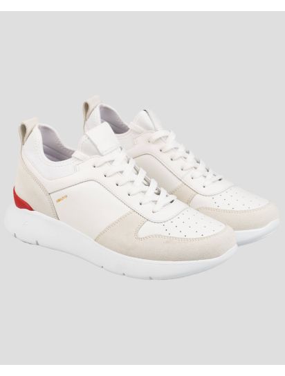 Isaia White Leather Sneakers Shoes | IsuiT