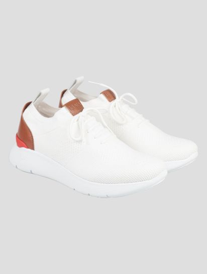 Isaia White Cotton Sneakers Shoes | IsuiT