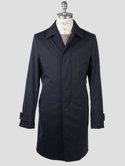 Kiton Dark Blue Virgin Wool Pa Ea Overcoat | IsuiT